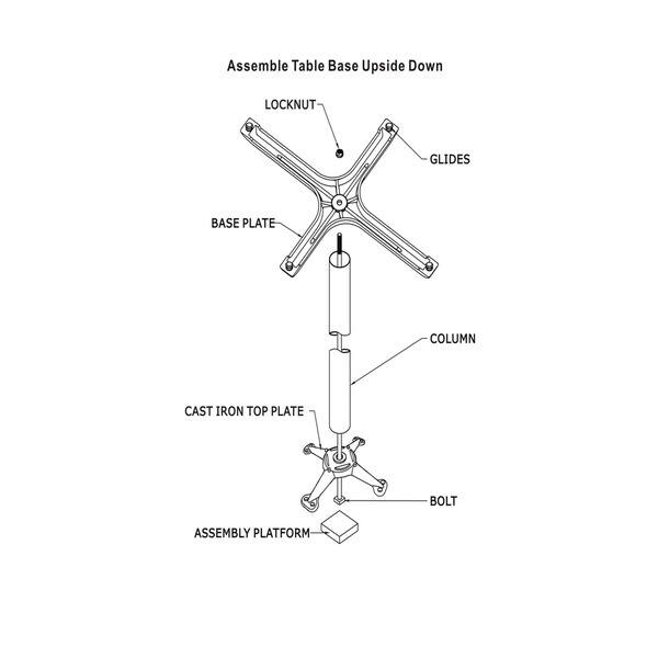 JI Bases Black 22 x 30-inch Cast Iron 4-prong Pedestal Table Base-4 ...