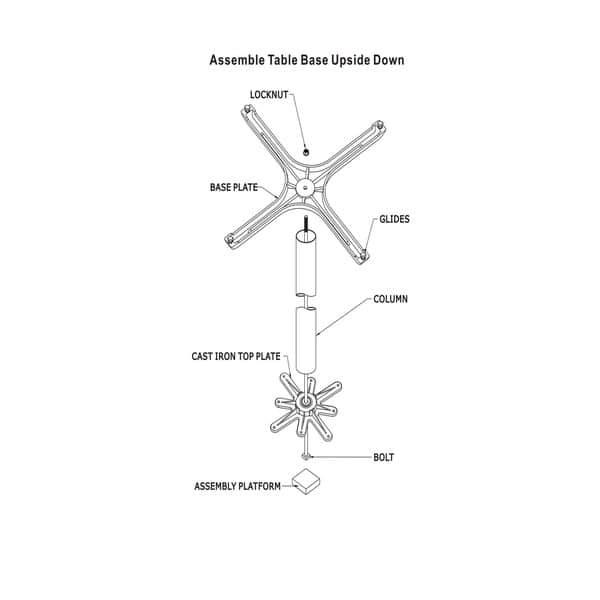 JI Bases Cast Iron 30 x 30-inch 4-prong Restaurant Table Base with 4 ...