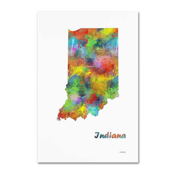 Marlene Watson 'Indiana State Map-1' Canvas Art - Bed Bath & Beyond ...