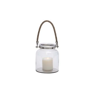 Glass and Metal Rope-handled Lantern Candle Holder - Bed Bath & Beyond ...