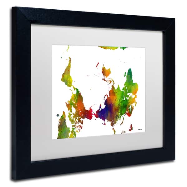 Marlene Watson 'Upside Down Map of the World Clr 1' Matted Framed Art ...