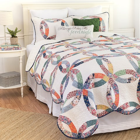 Bradley Red/ Blue Patchwork Quilt Set - Overstock - 5493958