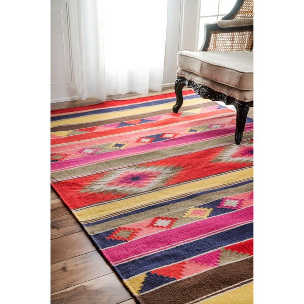 nuLOOM Handmade Flatweave Wool Tribal Multi Rug (7'6 x 9'6) - Free ... nuLOOM Handmade Flatweave Wool Tribal Multi Rug (7'6 x 9'6) - Free ...