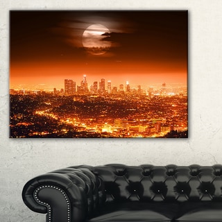 Dramatic Full Moon over Los Angeles - Cityscape Canvas print - Red ...
