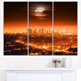 Dramatic Full Moon over Los Angeles - Cityscape Canvas print - Red ...