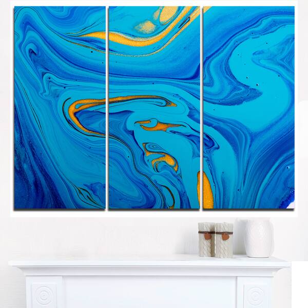 Light Blue Abstract Acrylic Paint Mix - Abstract Art on Canvas - Bed ...