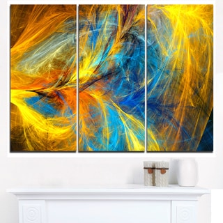 Gold and Blue Psychedelic Pattern - Abstract Art on Canvas - Bed Bath ...