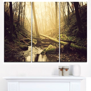Stream in the Dark Wild Forest - Large Forest Wall Art Canvas - Green ...