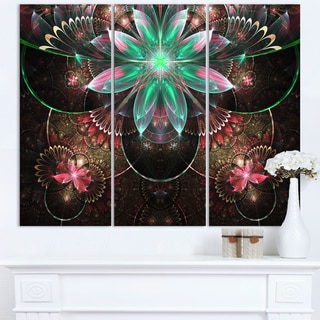 Large Star Flower Fractal Pattern - Large Floral Wall Art Canvas - Red ...