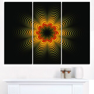 Psychedelic Yellow Fractal Flower - Large Floral Canvas Art Print - Red ...