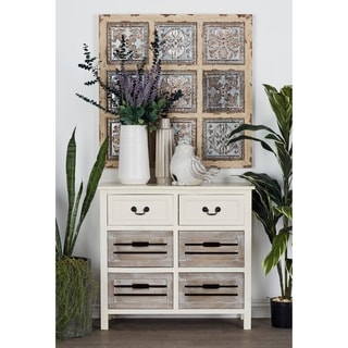 Farmhouse 28 Inch Wooden Chest with Four Crate Drawers by Studio 350 ...