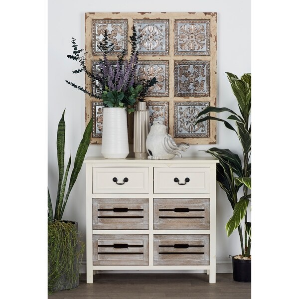 Farmhouse 28 Inch Wooden Chest with Four Crate Drawers by Studio 350 Bed Bath Beyond 12222850