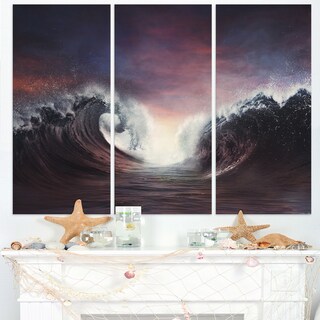 Dark Parting Ocean with Colorful Clouds - Seashore Canvas Wall Art ...