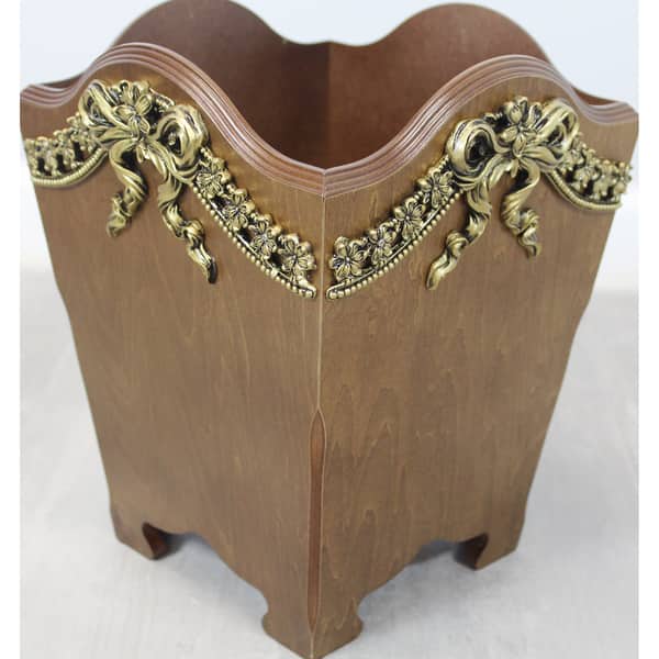Uniquewise Wood Wastebasket / Trash Bin with Gold Bow - Bed Bath ...