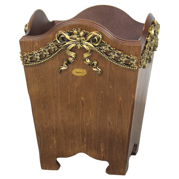 Uniquewise Wood Wastebasket / Trash Bin with Gold Bow - Bed Bath ...