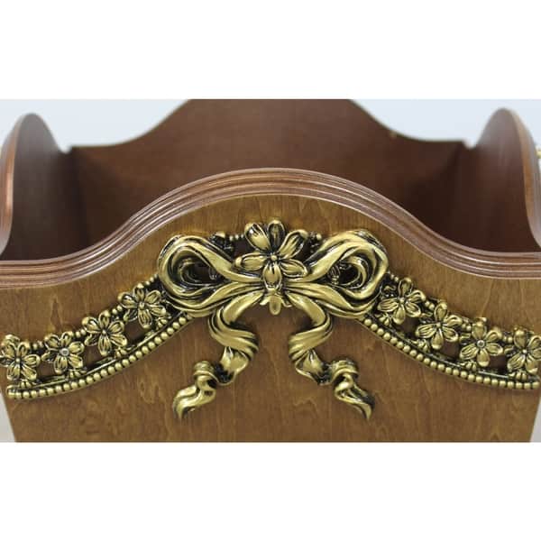 Uniquewise Wood Wastebasket / Trash Bin with Gold Bow - Bed Bath ...