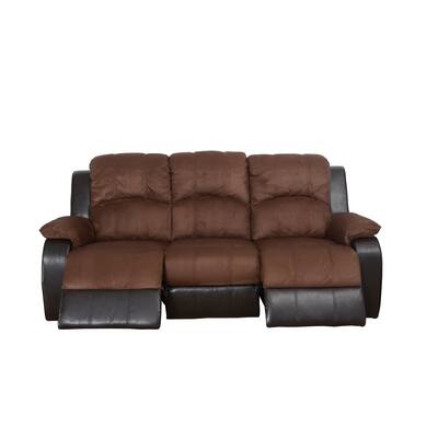 Fulton Brown Microfiber and Faux Leather Reclining Sofa - Overstock ...