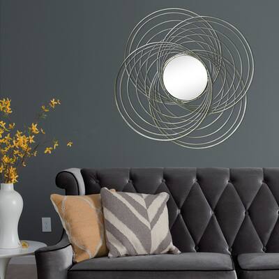 'Magnolia' Chrome Framed Round Wall Mirror - Overstock - 12297215