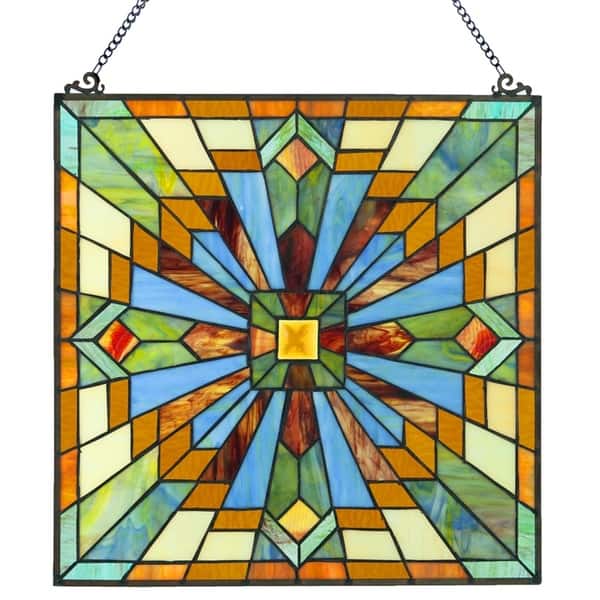 18-inch H Mission Style Stained Glass Clouds in the Sky Window Panel ...