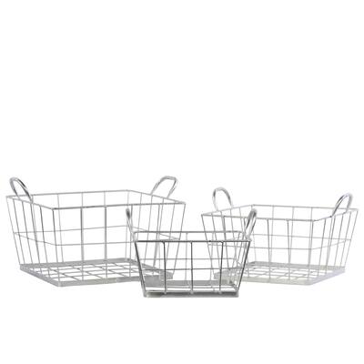 Silver Finish Coated Metal Wire Square Nesting Basket with Metal ...