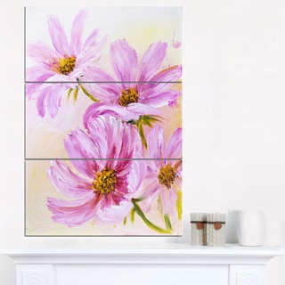 Blooming Pink Cosmos Flowers - Floral Canvas Art Print - Green - Bed ...