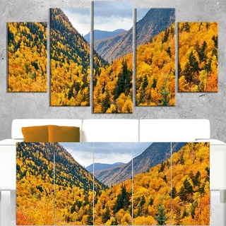 Yellow Autumn Foliage Over Hills - Landscape Artwork Print on Canvas ...