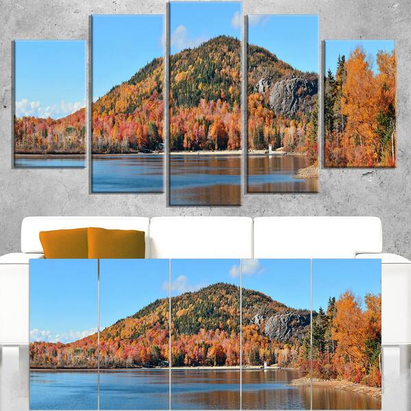 Lake and Beautiful Autumn Foliage - Landscape Artwork Print on Canvas ...
