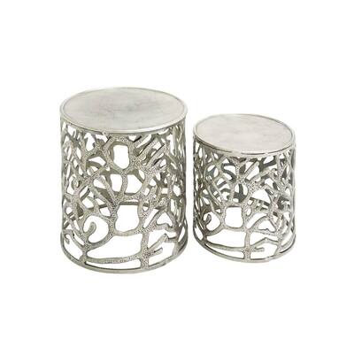 Silver Aluminum 20-inch and 16-inch Stools (Set of 2) - Overstock ...