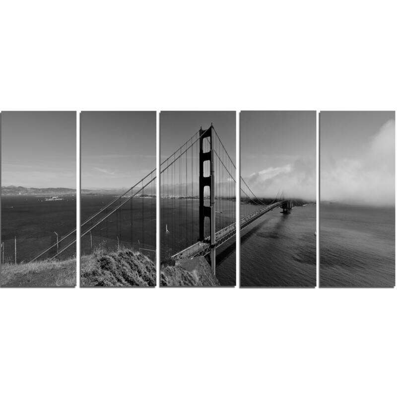 Golden Gate Bridge in Gray Panorama - Sea Bridge Canvas Wall Artwork ...