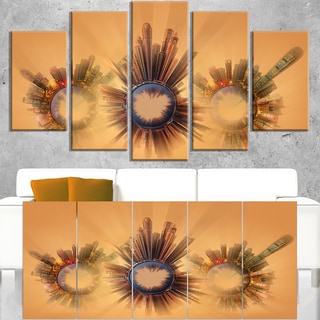 Miniature Earth Planets with Skyscrapers - Abstract Art on Canvas ...