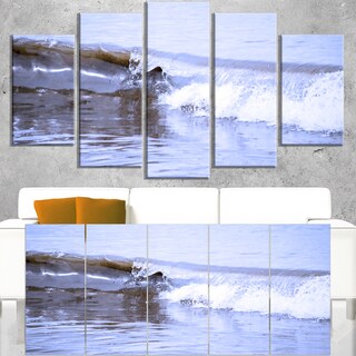 Crisp Blue Waves Splashing Beach - Contemporary Seascape Art Canvas ...