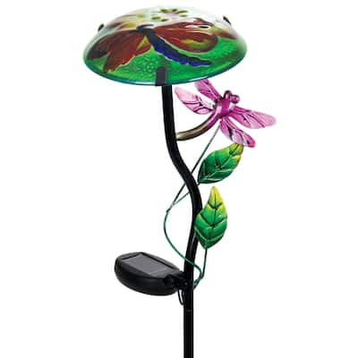 Exhart Solar Mushroom Garden Stake with Dragonfly Design - Overstock ...