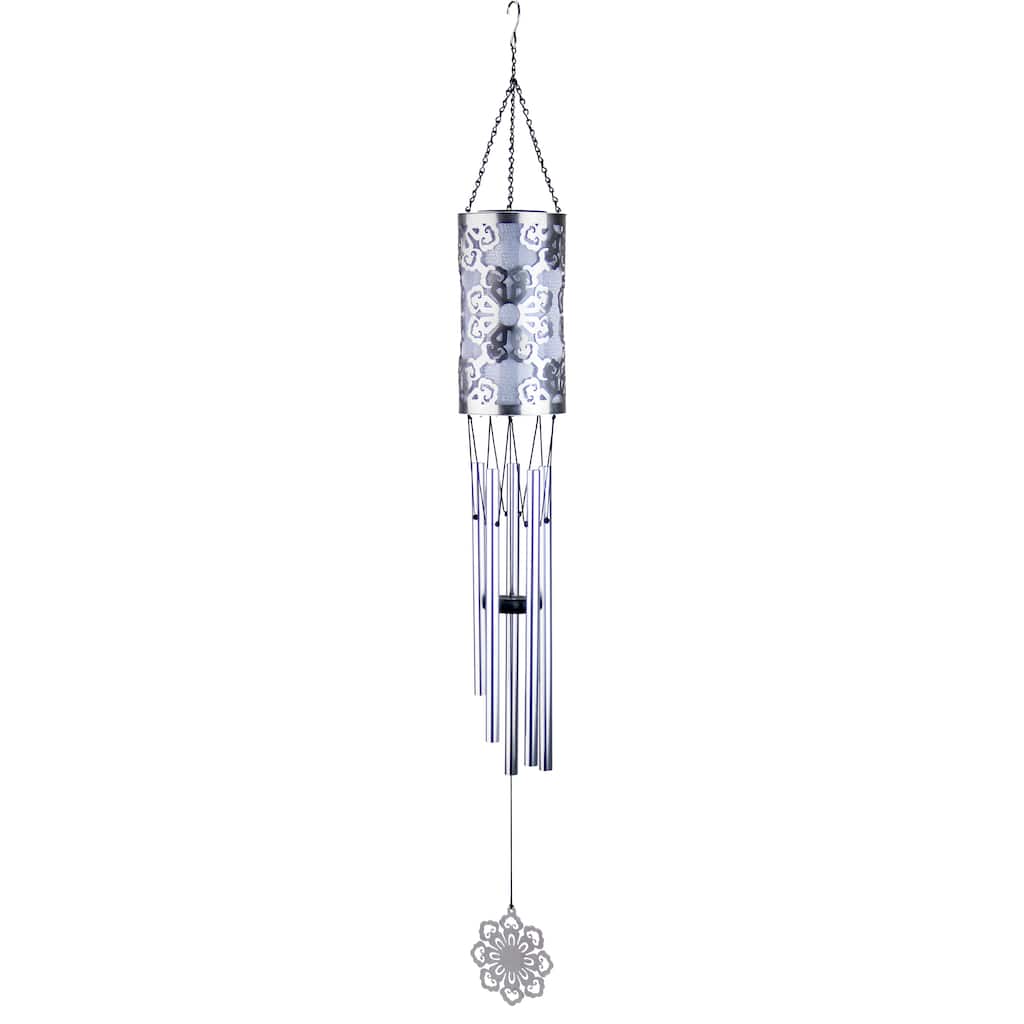 Silver 37-inch Flower Wind Chime - Overstock - 12308110