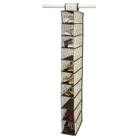 The Macbeth Collection White and Gold 10-shelf Non-woven Shoe Organizer ...