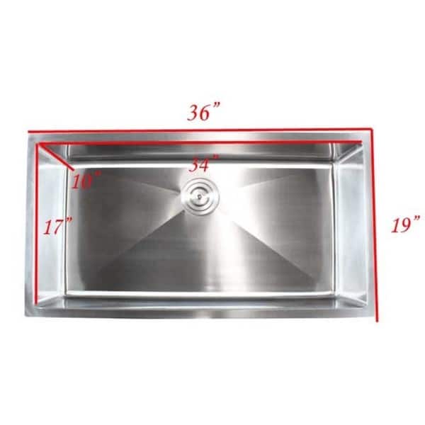 36-inch Stainless Steel Single Bowl Undermount 15-millimeter Radius ...