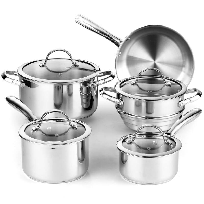 Cooks Standard 9-Piece Classic Stainless Steel Cookware Set - Overstock ...