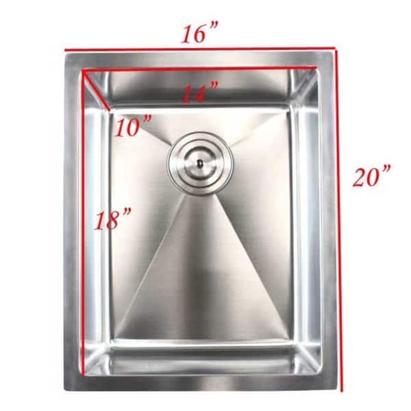 16-gauge Stainless Steel Single-bowl (15-millimeter Radius) 16-inch ...