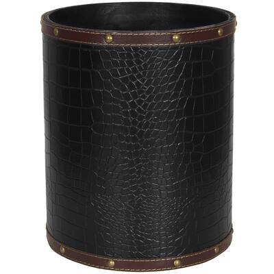Black Faux Leather Waste Basket (China) - Overstock - 12356910