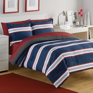 IZOD Rugby Stripe Navy/Red 3-piece Comforter Set - Bed Bath & Beyond ...