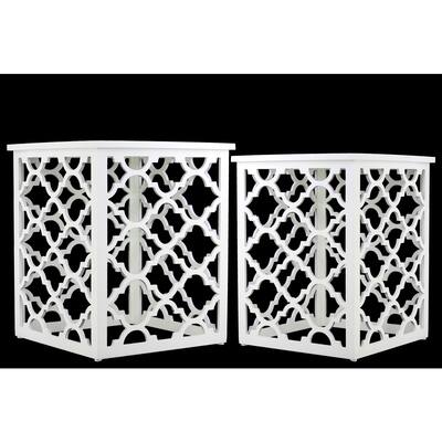 Urban Trends White Coated Finish Wood Square 2-piece Nesting Accent ...