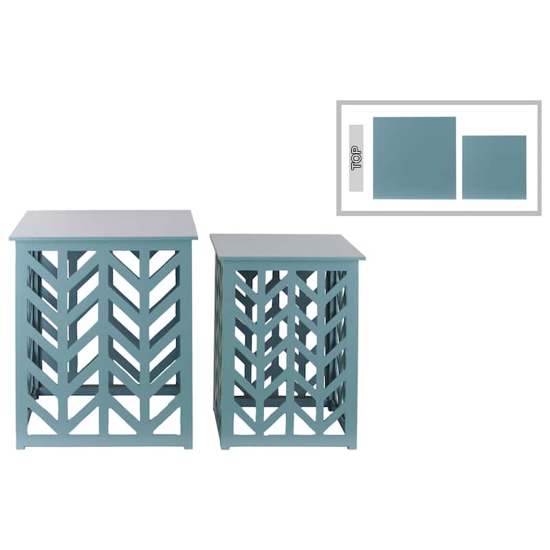 Urban Trends Collection Blue Wood Square Coffee Table with Lattice Body ...