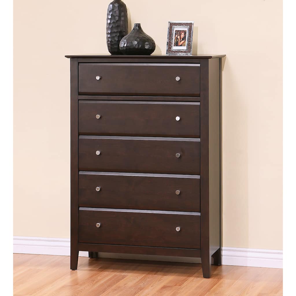 Abbyson Marsala Espresso Wood 5 Drawer Chest - Overstock - 12364795