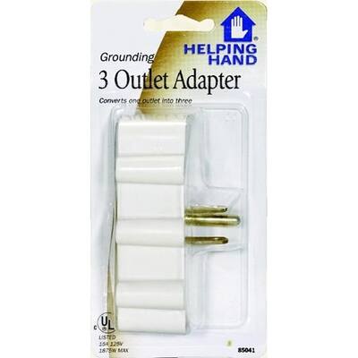 Helping Hand 85041 White Grounding 3 Outlet Adapter - Overstock - 12369862