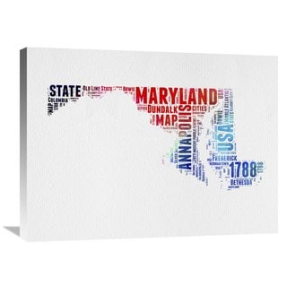 Naxart Studio 'Maryland Watercolor Word Cloud' Stretched Canvas Wall ...