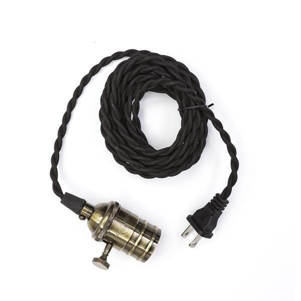 Black and Antique Brass Copper 10-foot Twisted Lamp Cord - Bed Bath ...