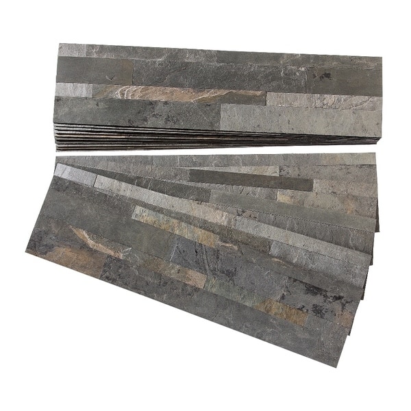 Aspect Iron Slate Peel and Stick Stone Backsplash 15 sq. ft. Kit ...