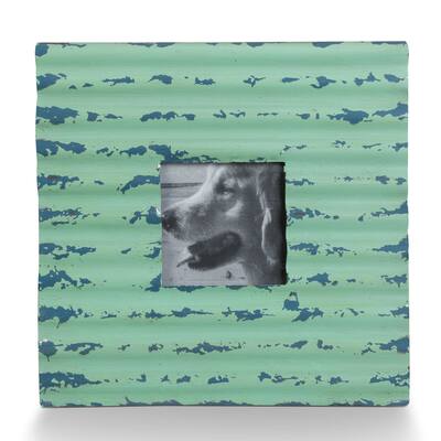 Turquoise Metal Corrugated Frame - Overstock - 12384057