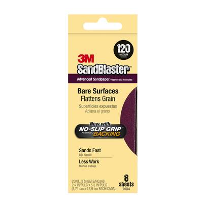 3M 421-120-G 2-1/4" X 5-1/2" 120 Grit Maroon Sandpaper 8-count ...