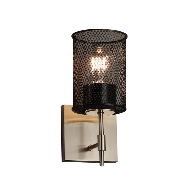 Justice Design Wire Mesh Union 1-light Brushed Nickel Wall Sconce, Wire ...