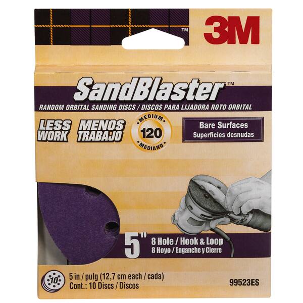 3M 99523ES-9-B 5" 120 Grit 8 Hole Hook & Loop SandBlaster Sanding Disc ...